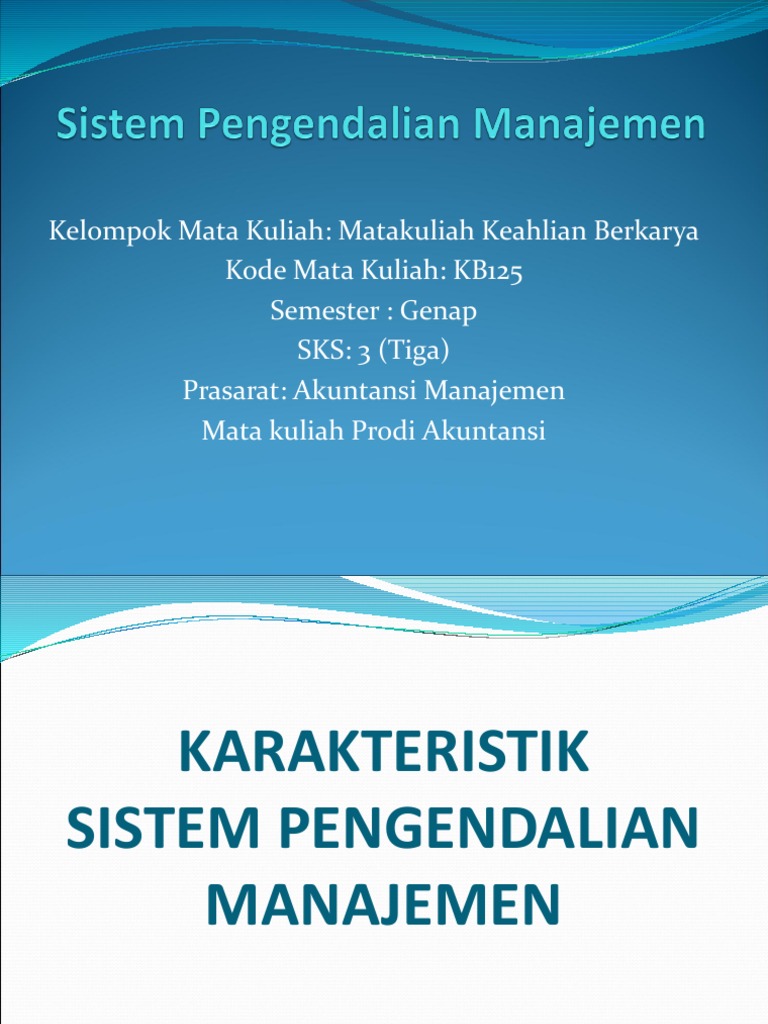 Pertemuan 1 - Sistem Pengendalian Manajemen | PDF