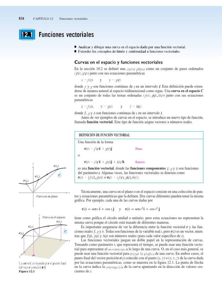 12.1 Funciones Vectoriales | PDF | Función continua | Vector Euclidiano