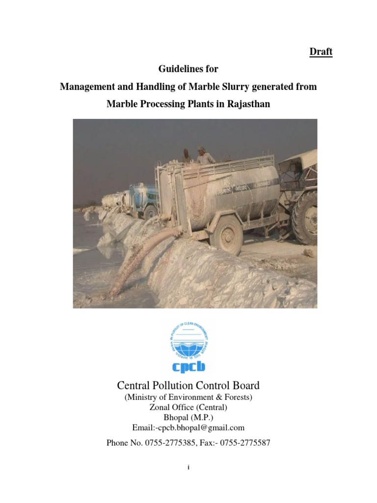 Draft Guidelines For M&H of Marble Slurry Generated From Marble ...