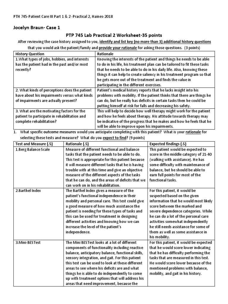 Patient Care Written Practical Portion Case 1 | PDF | Balance (Ability)