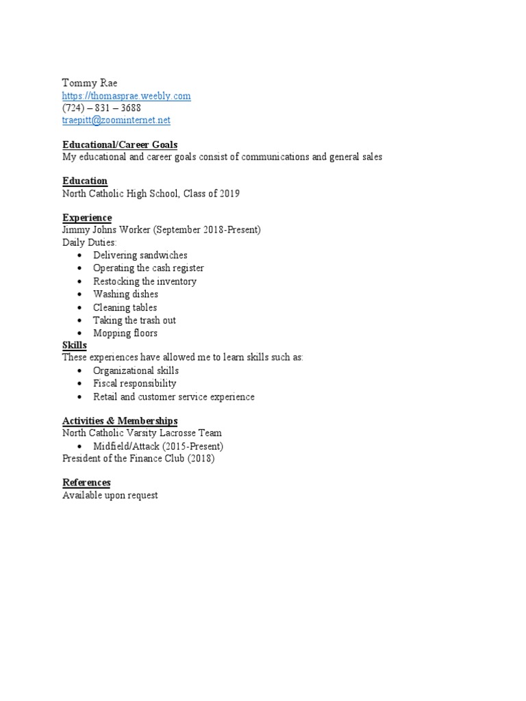Tommy Rae Resume | PDF
