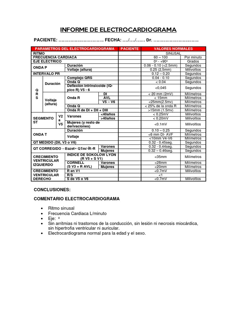 Informe de Electrocardiograma 2 | Electrofisiologia | Electrocardiografia