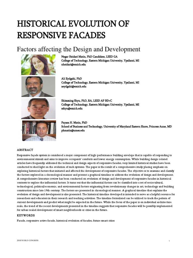 87895historical Evolution of Responsive Facades | PDF | Internet Of Things | Cybernetics