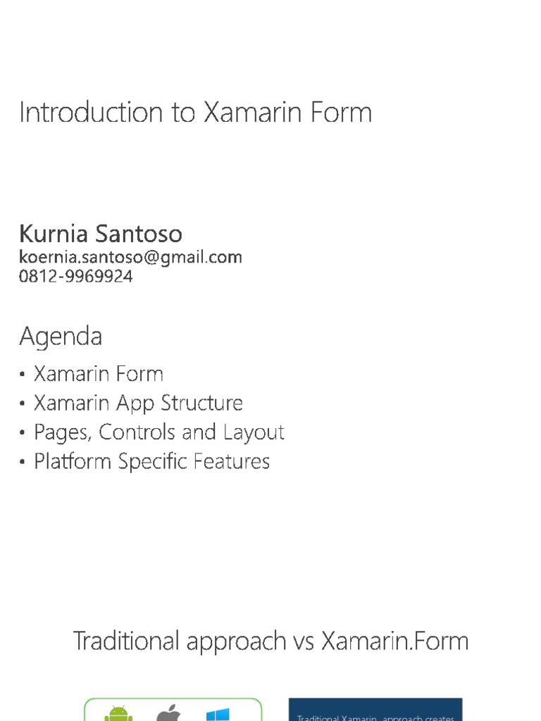 Introduction To Xamarin Form | PDF | Xamarin | Mobile App