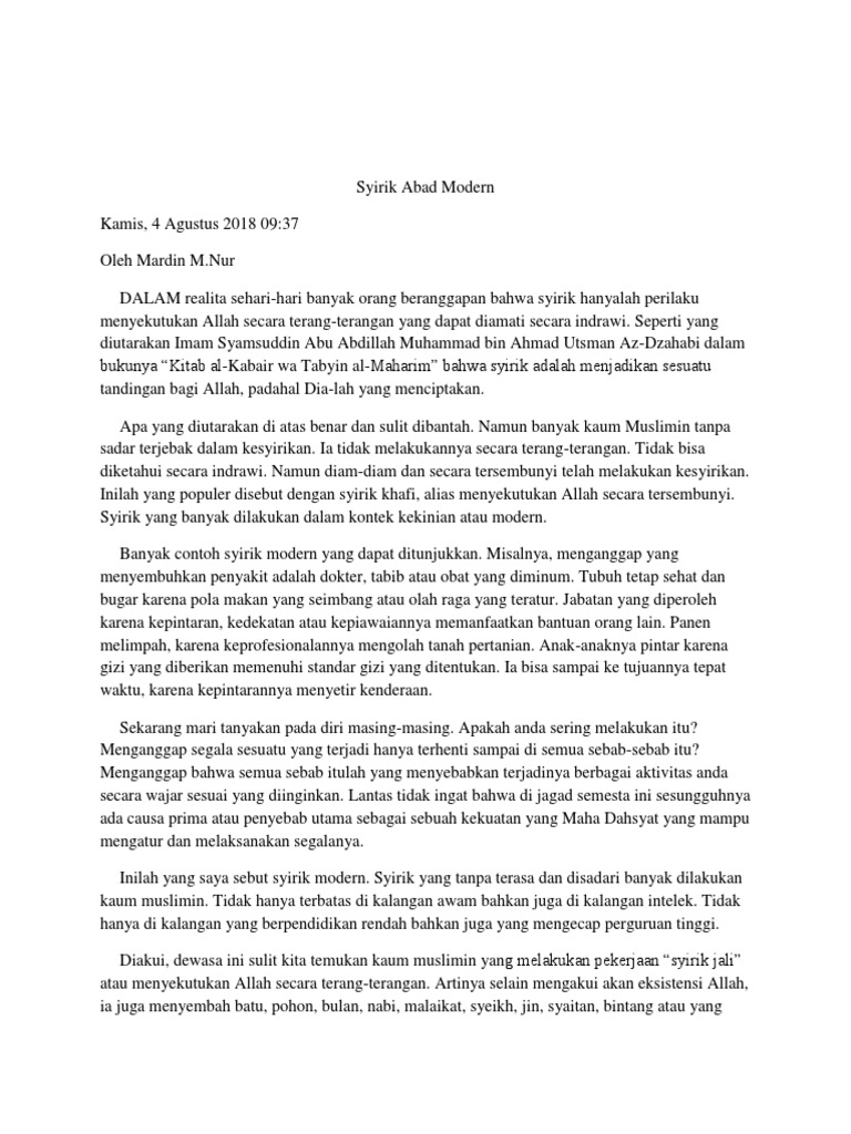Analisa Syirik Modern | PDF