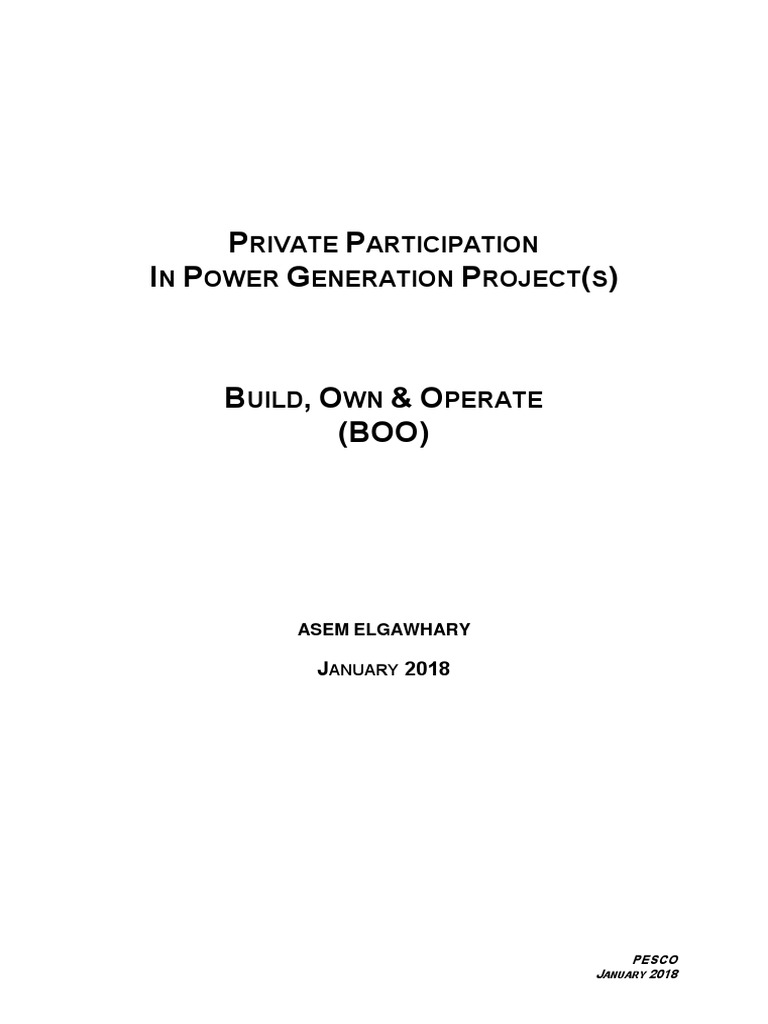 Build, Own and Operate (BOO) Concept For Power Projects PDF | PDF ...