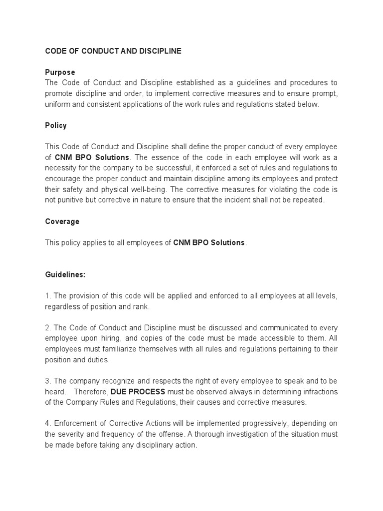 CODE OF CONDUCT AND DISCIPLINE.pdf | Intimidation | Crimes