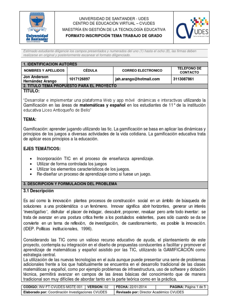 Actividad3-Anteproyecto UDES | PDF | Tecnología de información y comunicaciones | Tecnologia ...