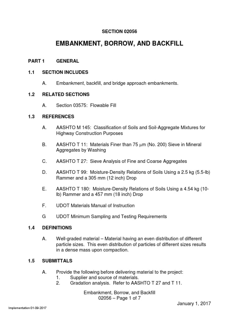 UDOT Embankment and Backfill Standards | PDF | Road Surface | Drainage