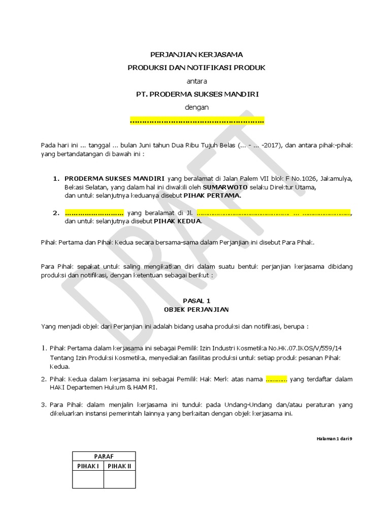 Paraf Pihak I Pihak Ii PDF | PDF