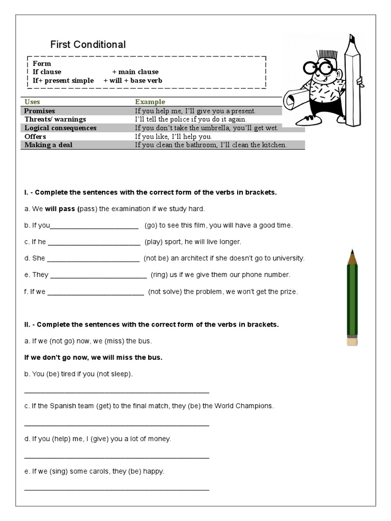 Conditional Sentences: Examples of the First Conditional Form | PDF ...