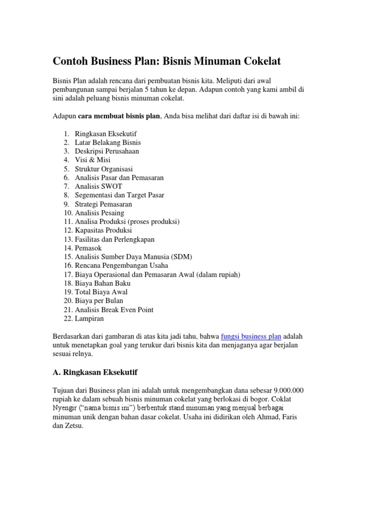 Contoh Business Plan | PDF