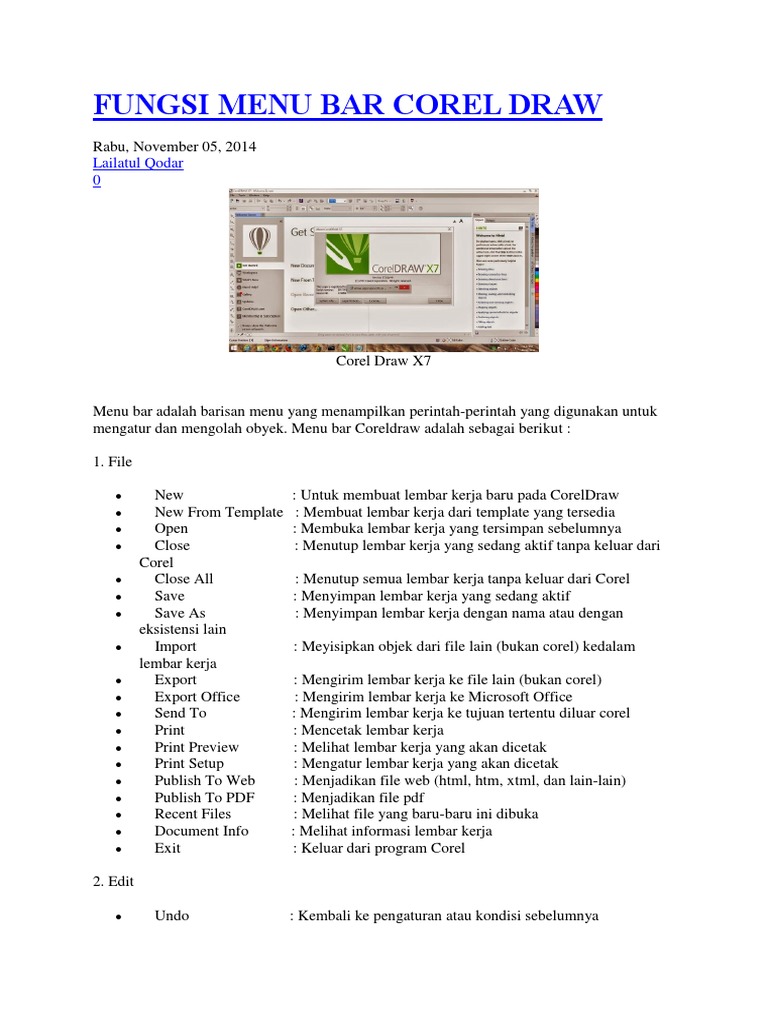 Fungsi Menu Bar Corel Draw | PDF
