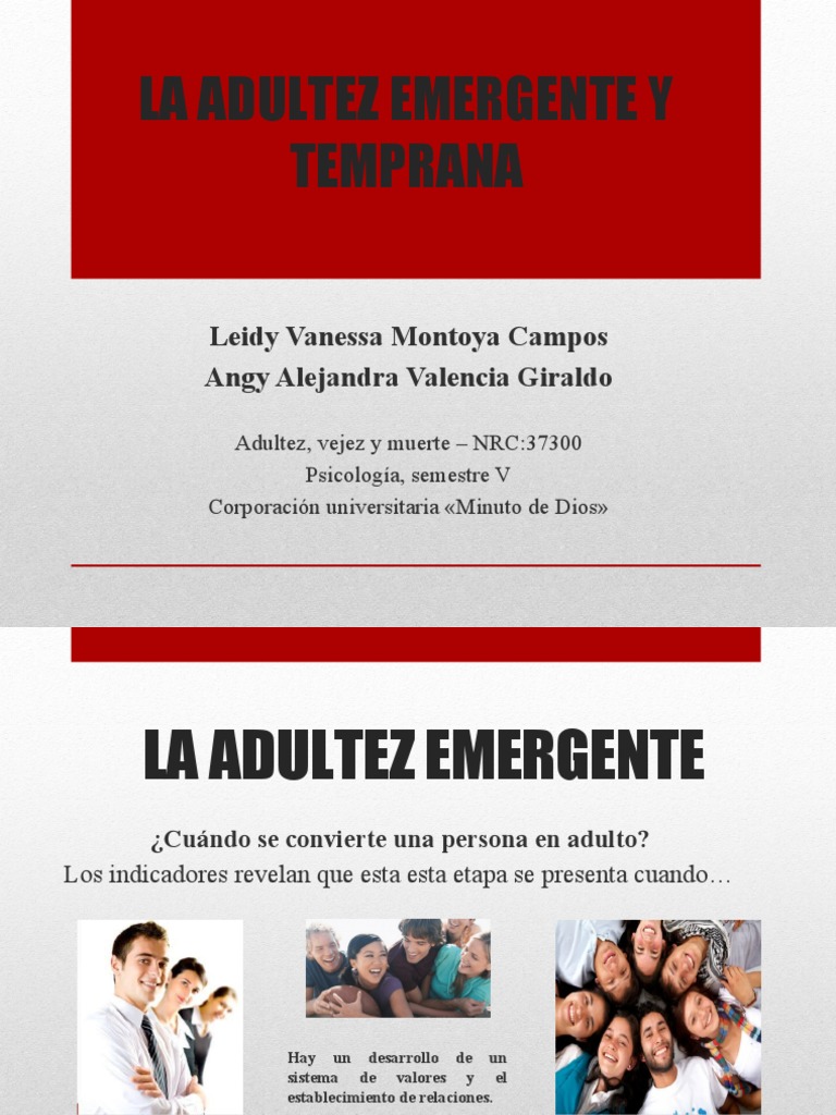 La Adultez Emergente y Temprana | PDF | Adultos | Ciencias del comportamiento