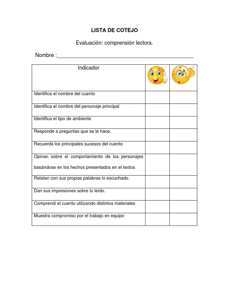 Lista de Cotejo | PDF