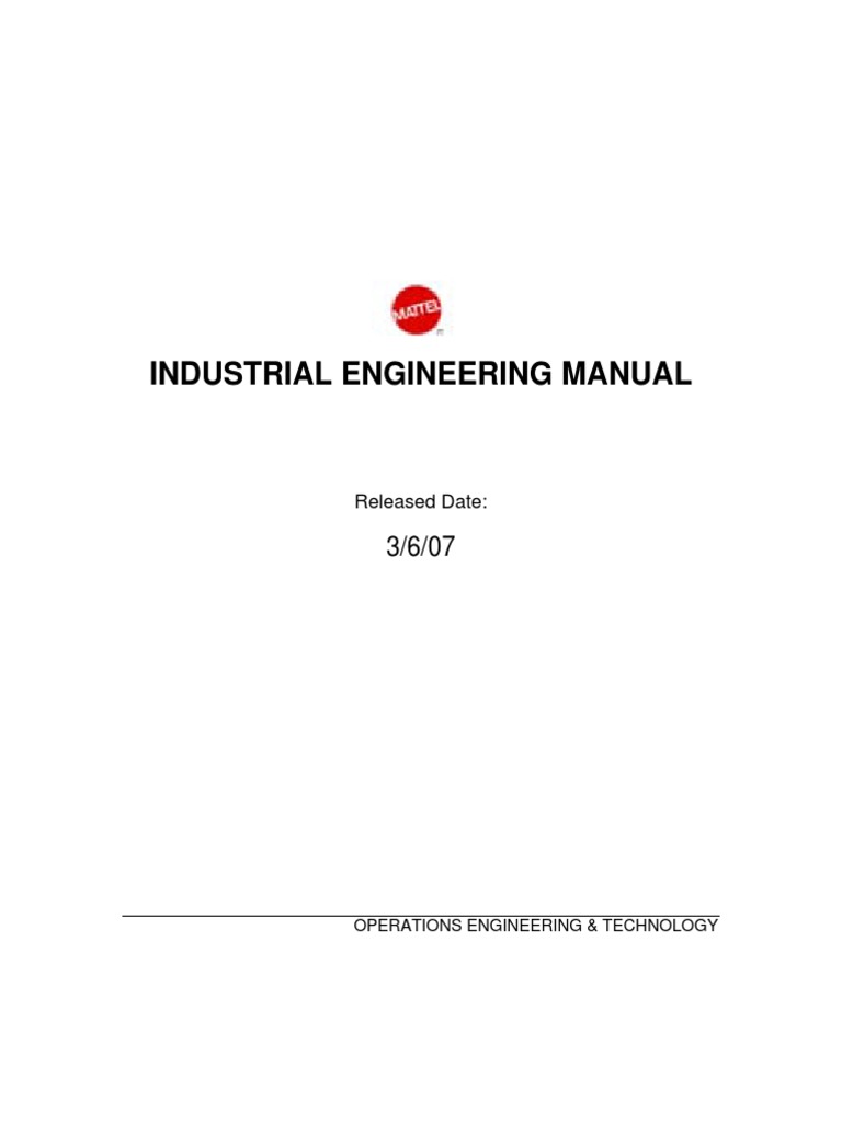 Industrial Engineering Manual Overview | PDF | Lean Manufacturing ...