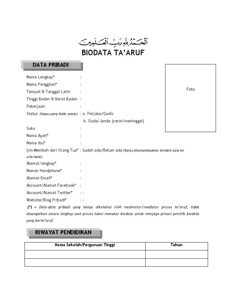Contoh CV Ta'aruf | PDF