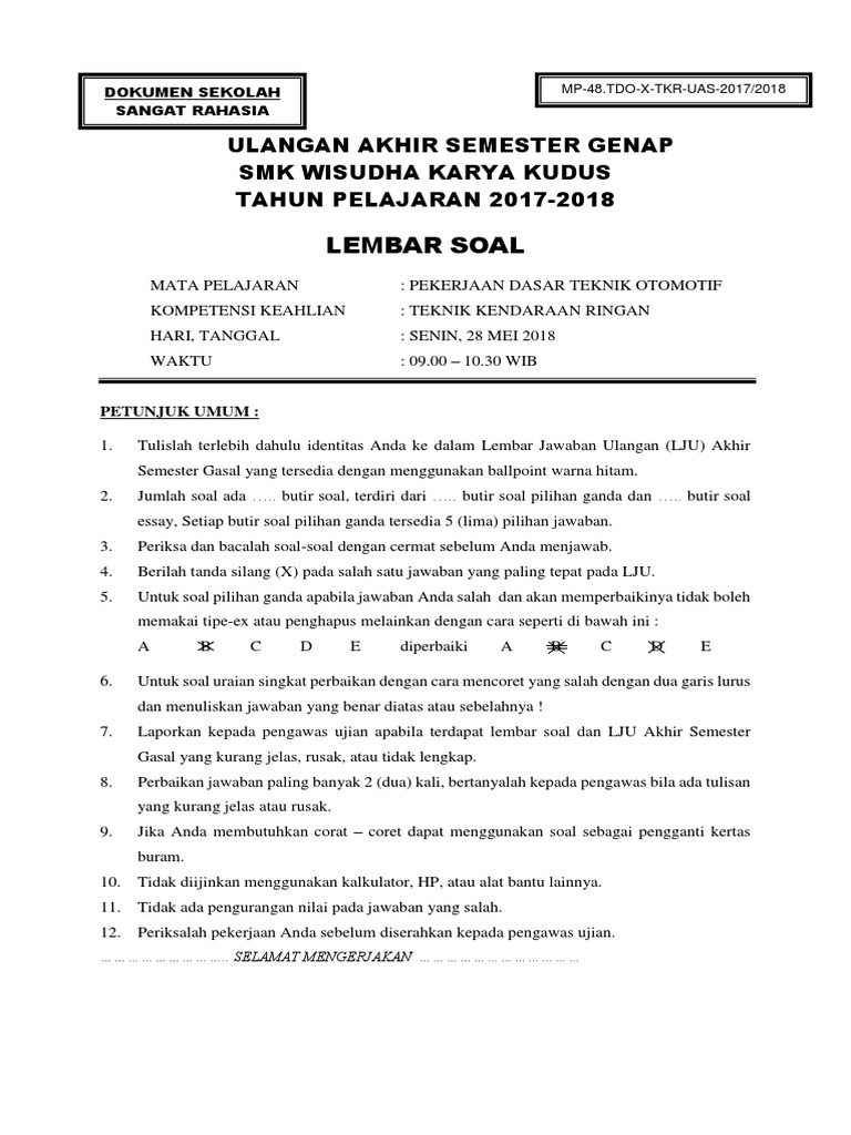 Soal PDTO FINAL INTI GENAP COBA | PDF