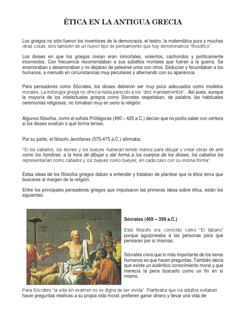 Ética en La Antigua Grecia | PDF | Sócrates | Platón