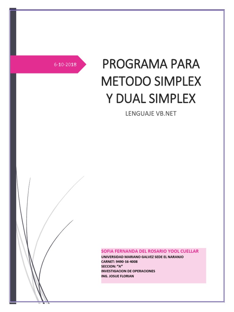 Proyecto Dual Simplex | PDF | Programación de computadoras | Semiótica