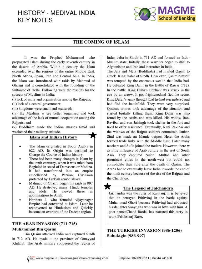 Medieval History - Key Notes | PDF