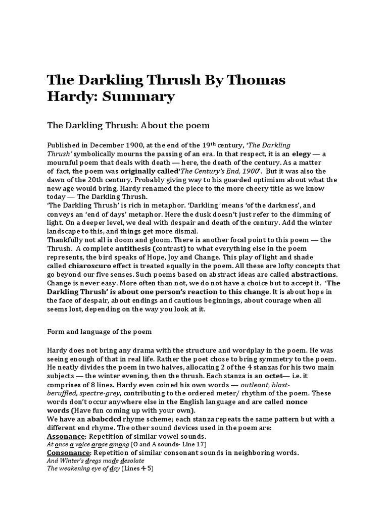 Darkling Thrush | PDF | Poetry | Rhyme