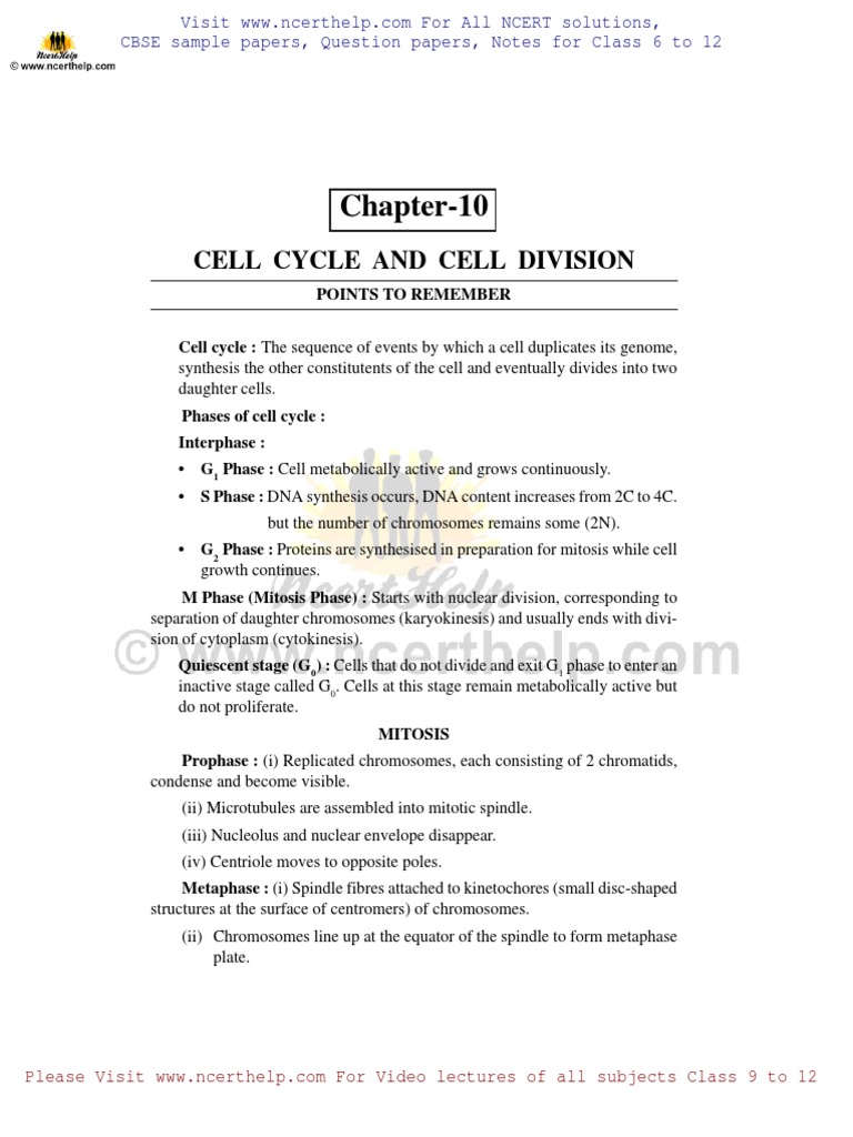 Biology Notes For Class 11 H Chapter | PDF | Meiosis | Mitosis