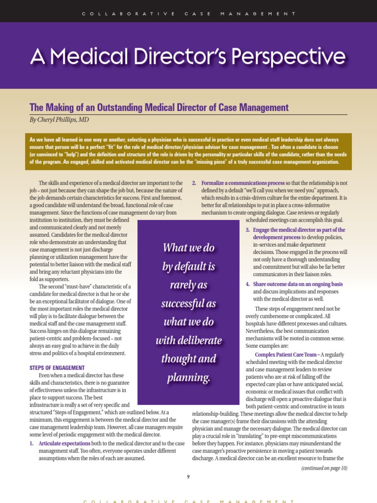 A Medical Director's Perspective: The Making of An Outstanding Medical ...