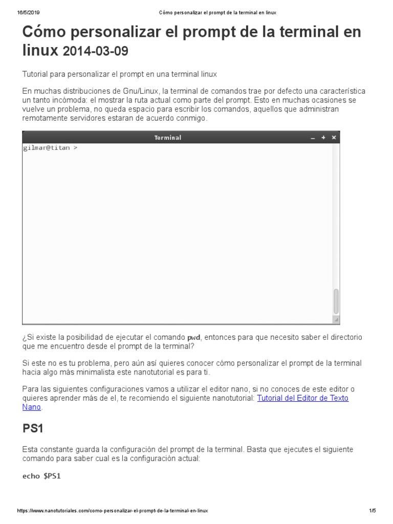 Cómo Personalizar El Prompt de La Terminal en Linux | PDF | Interfaz de ...