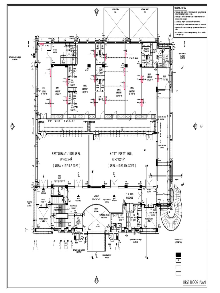 First Floor Plan: Kitty Party Hall (AREA 1595.156 SQFT) Restaurant ...