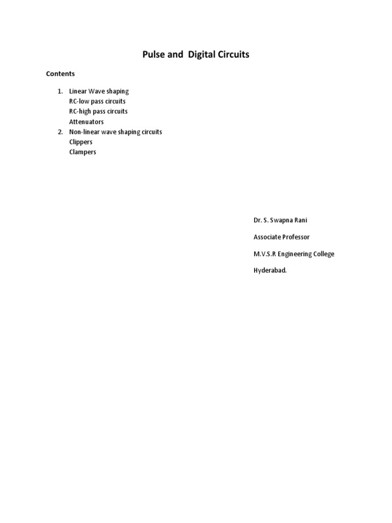 Pulse and Digital Circuits Overview | PDF
