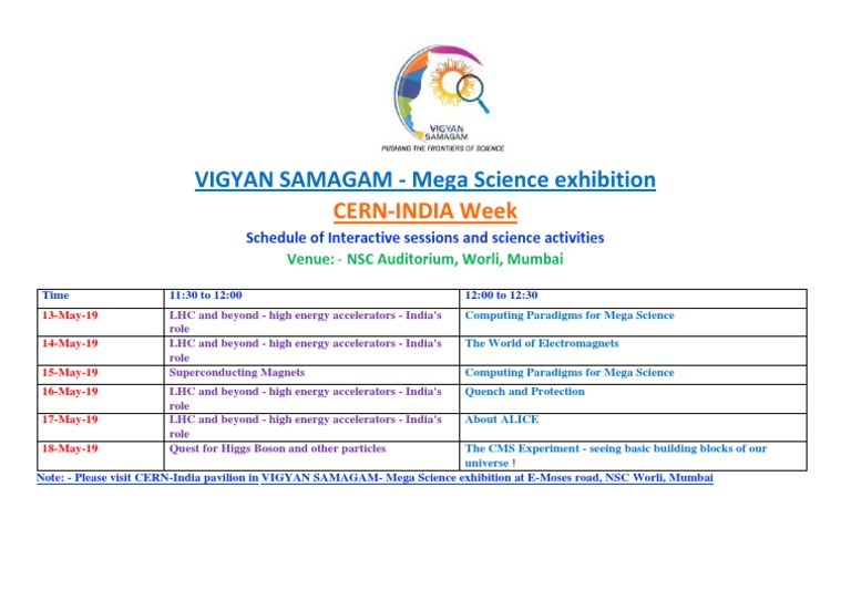 Schedule of Lectures During CERN India Week Updated - 13may2019 | PDF ...