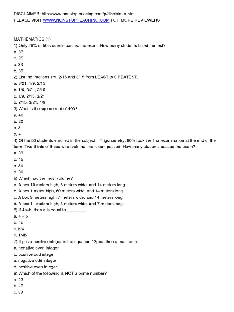 LET Reviewer Mathematics | PDF | Fraction (Mathematics) | Interest