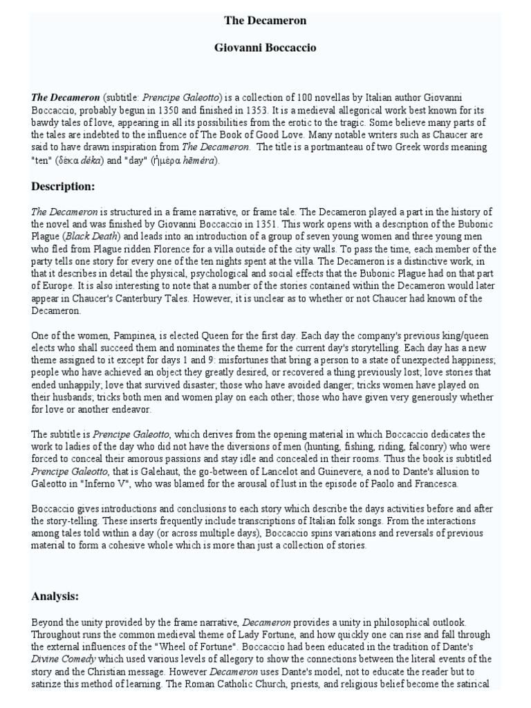 The Decameron Giovanni Boccaccio | PDF | The Decameron