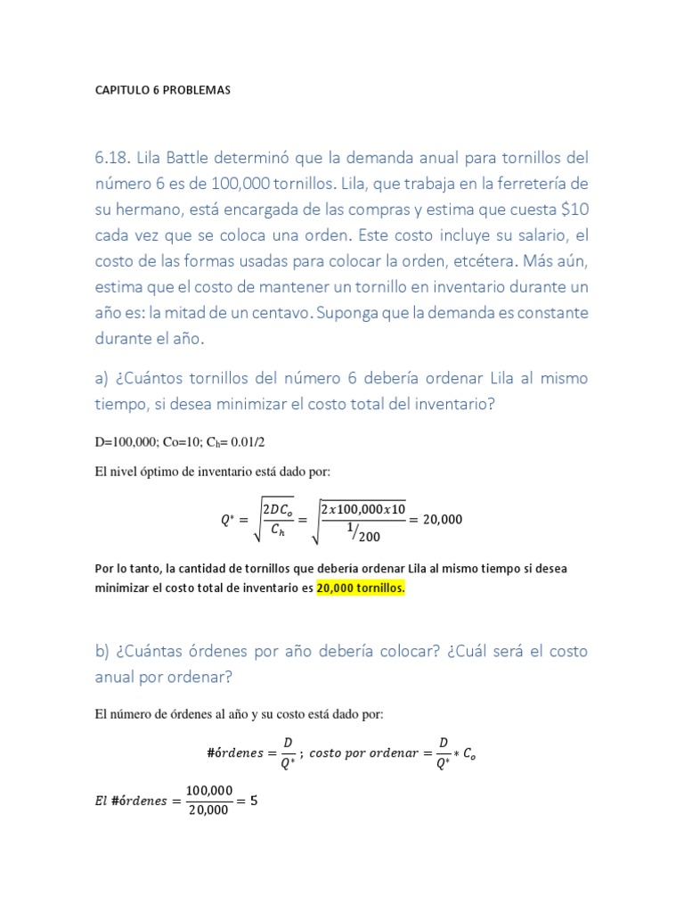 Problemas de Principios Operaciones | PDF | Inventario | Negocios económicos