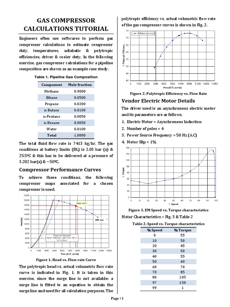 Gas Compressor Calculations Tutorial Pdf Pdf Electric Motor Quantity
