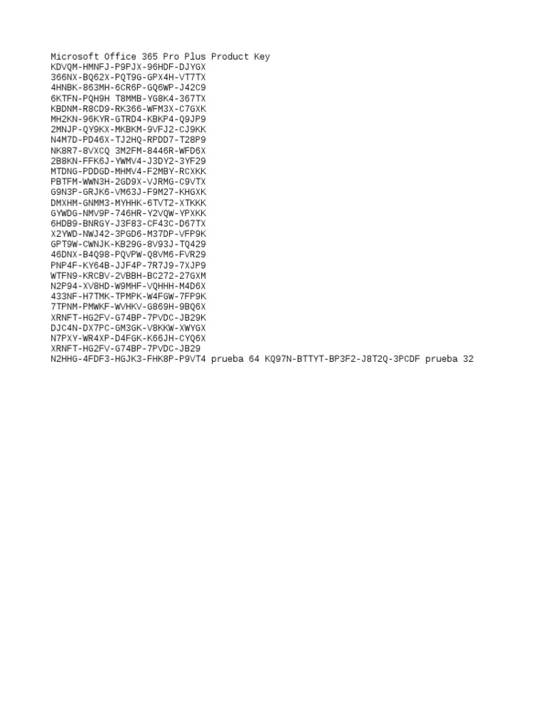 Office 365 Pro Plus Product Keys | PDF | Computers
