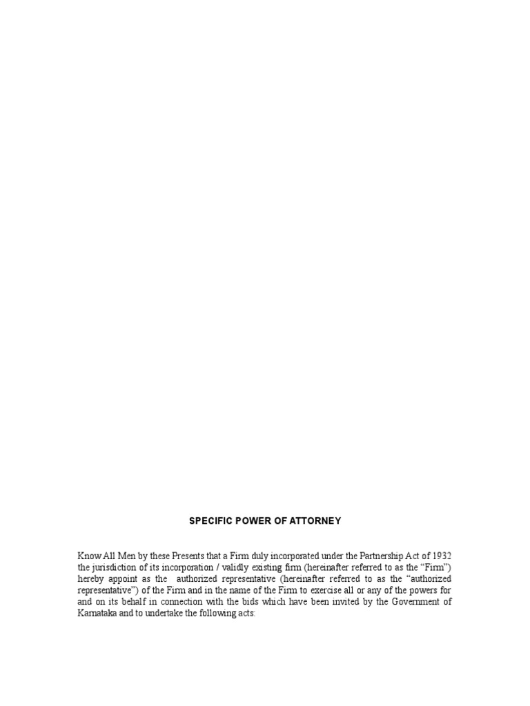 Specific Power of Attorney | PDF | Power Of Attorney | Guarantee