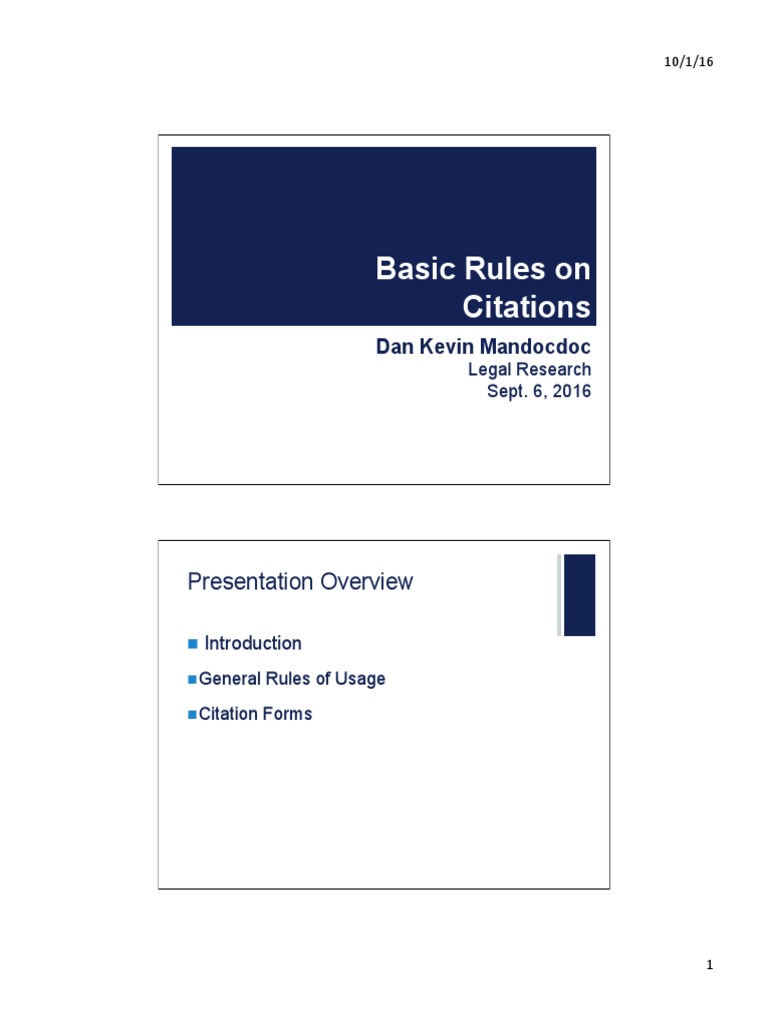 Basic Citation Rules 090616 | PDF | Ellipsis | Citation