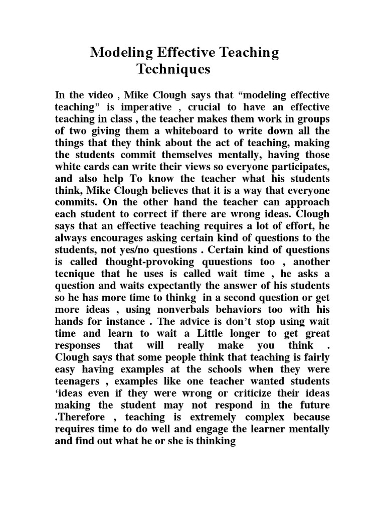 Modeling Effective Teaching | PDF