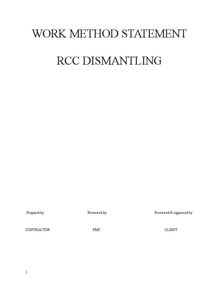 Work Method Statement RCC Dismantling | PDF | Concrete | Engineering