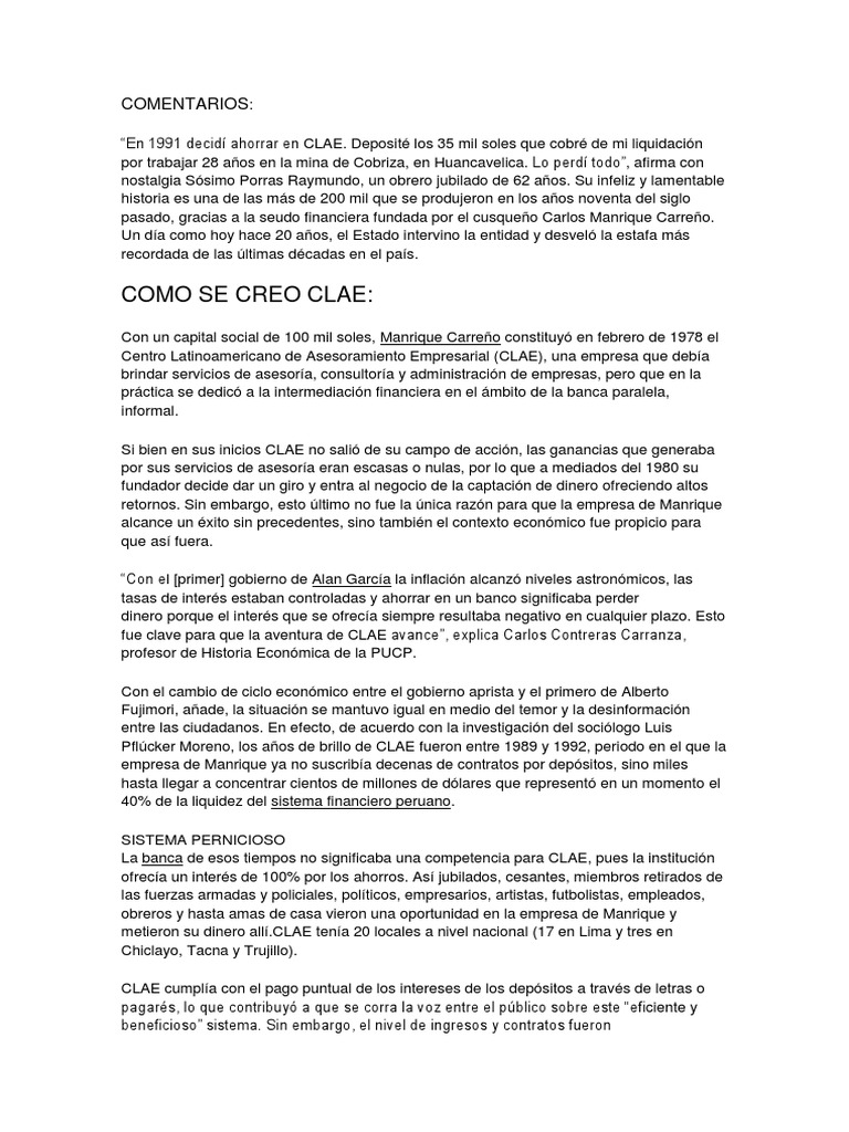 Calos Manrique Clae | PDF | Bancos | Economias