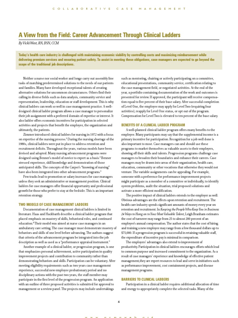 A View From The Field: Career Advancement Through Clinical Ladders ...