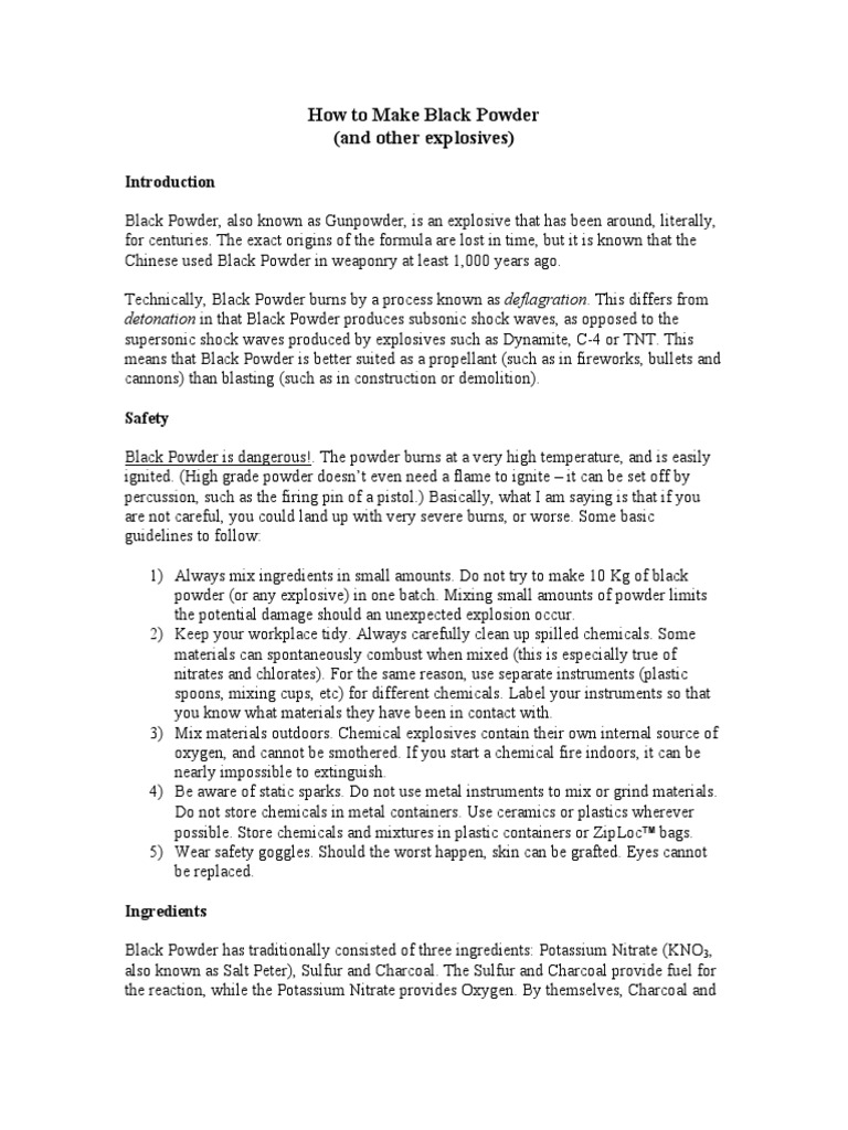 How To Make Black Powder | PDF | Gunpowder | Materials