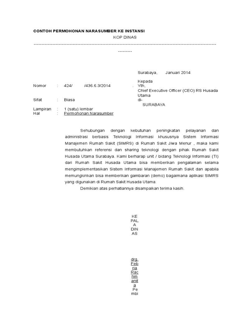 Contoh Permohonan Narsum | PDF