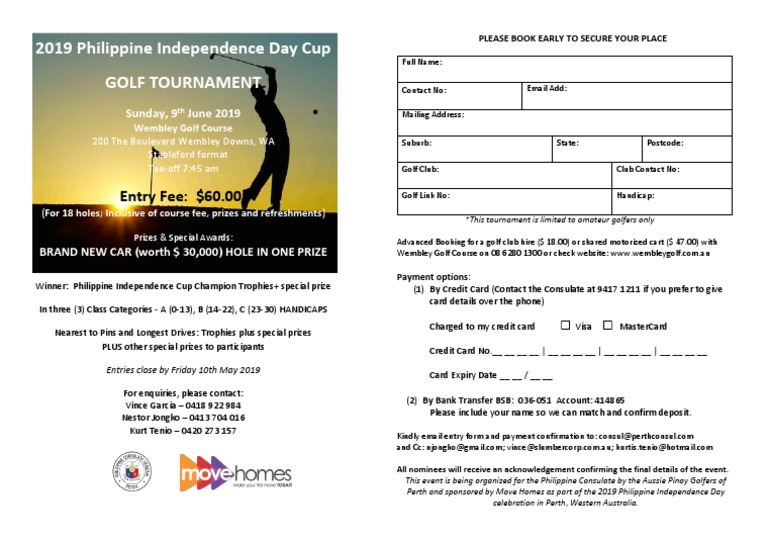 Phil Ind Cup Entry Form June 9 2019 | PDF | Credit Card | Golf Course