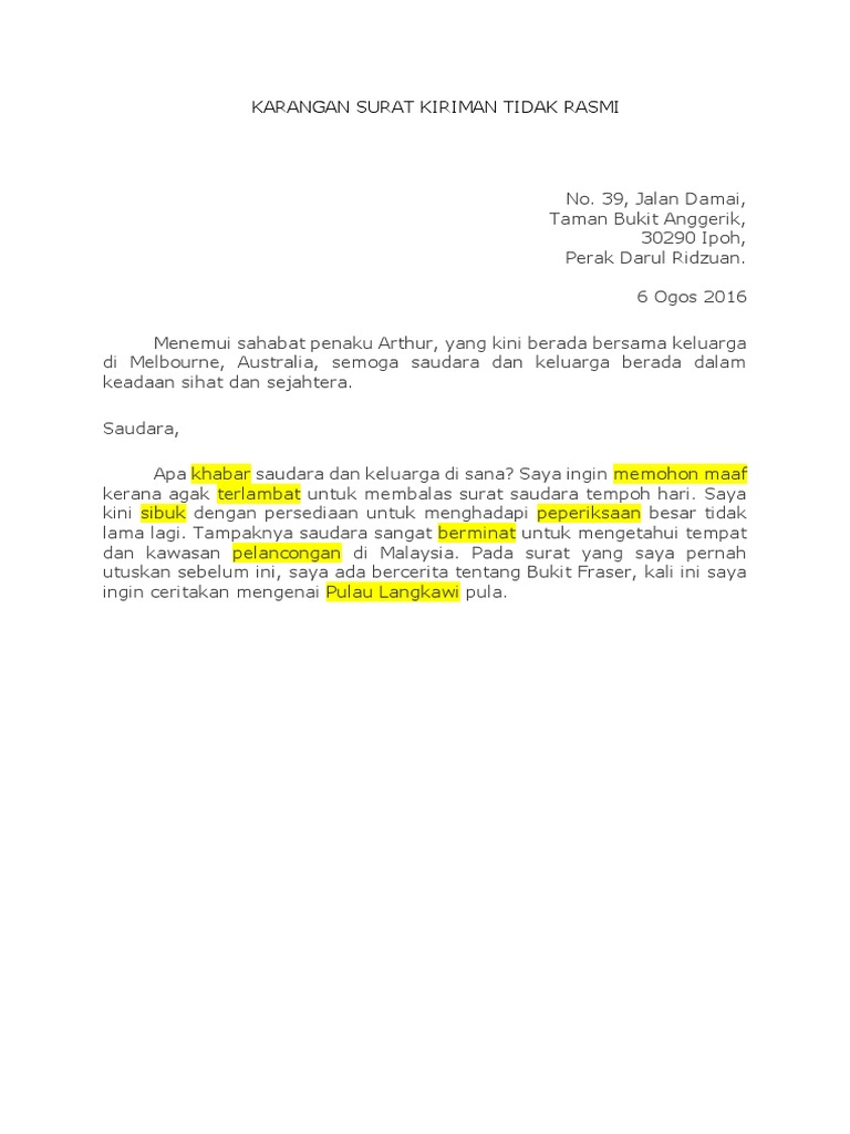 Surat Tidak Rasmi | PDF