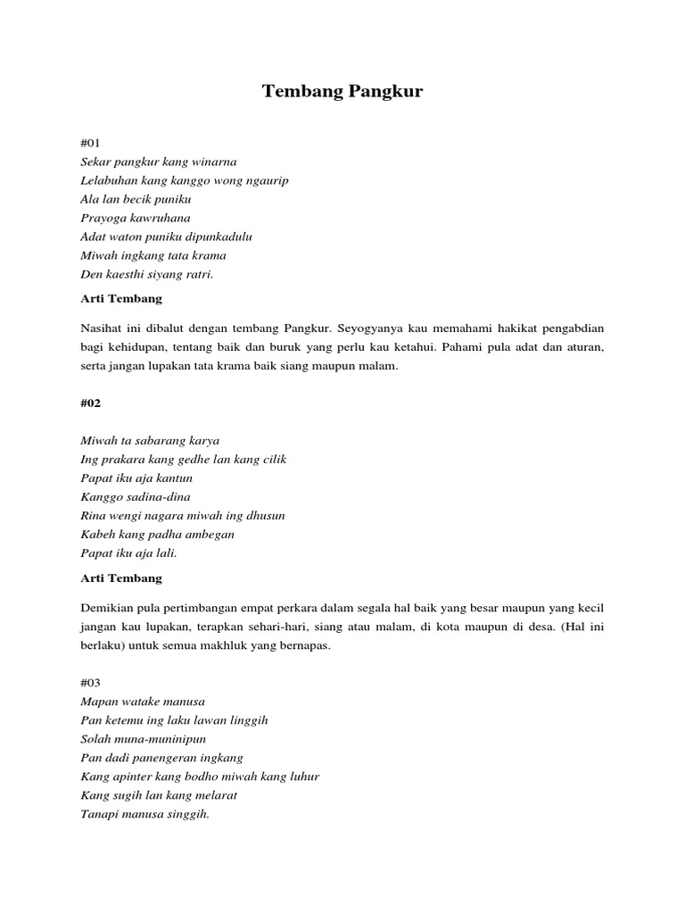 Tembang Pangkur | PDF