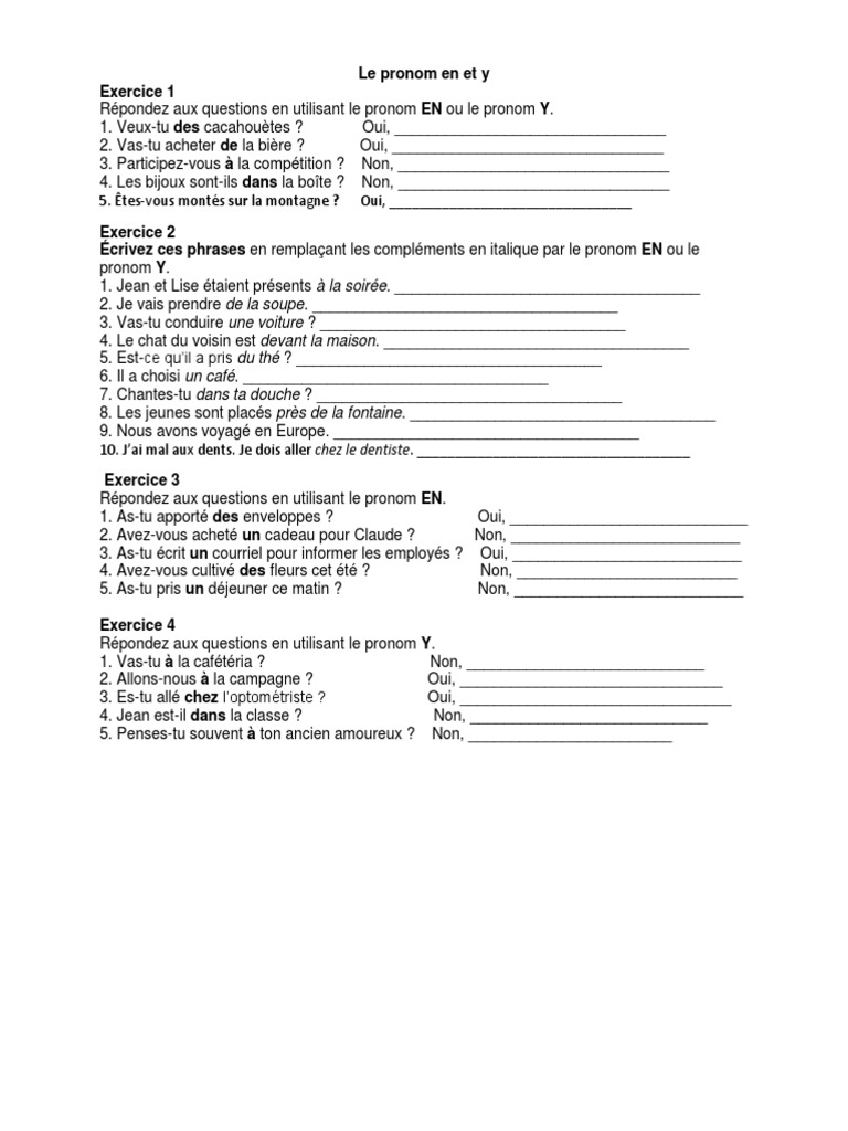 Le Pronom en Et y | PDF | Développement personnel