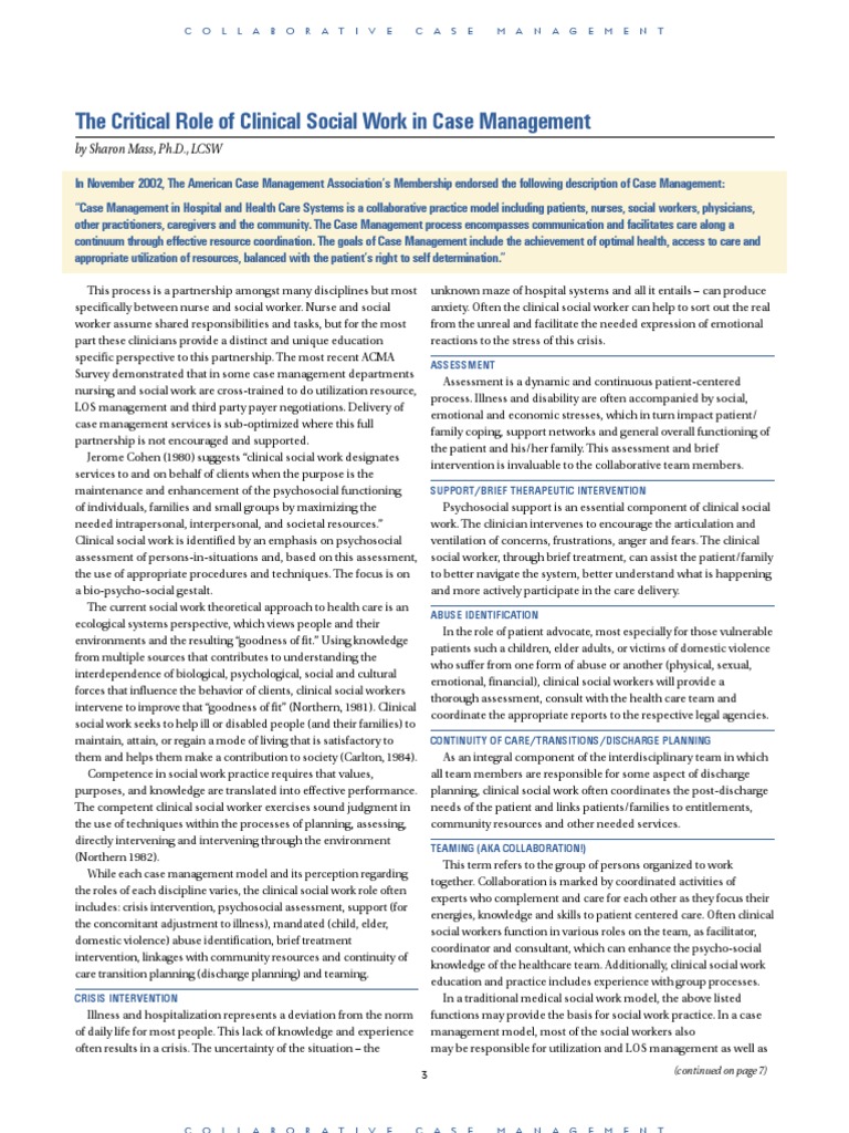 The Critical Role of Clinical Social Work in Case Management | PDF ...